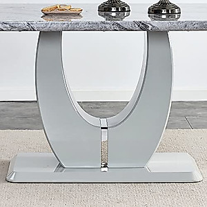 Yoluckea Modern Dining Table for 4-6, 63" Rectangular Faux Marble Dining Table with 1.4" Thicken Tabletop & U Shape MDF Bracket for Kitchen Dining Room Living Room Meeting Room Banquet Hall