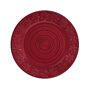 Pfaltzgraff Trellis Snowflakes 12 Piece Dinnerware Set, Service For 4, Red