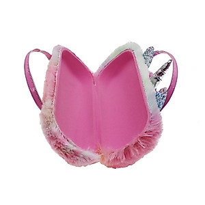 Kids Girls Boys Fluffy Faux Fur Unicorn Eyeglass Case Plush Eyewear Glasses Case Hard Shell with Handle