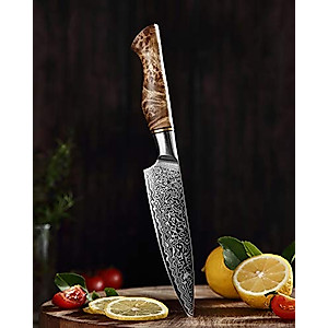 HEZHEN 5 inch Utility Knife with Razor Sharp- Damascus Steel with Rose Pattern Multifunctional VG10 Professional Paring-Fruit knife- Master Series Ergonomic Figured Sycamore Wood Handle