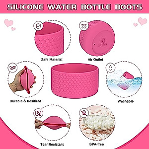 WUQID Heart Shaped Texture Silicone Boot for Stanley Quencher H2.0 40oz 30oz 20oz & IceFlow Flip 30oz 20oz and Hydroflask 12-24oz, Anti-Slip Bottle Bottom Sleeve Cover
