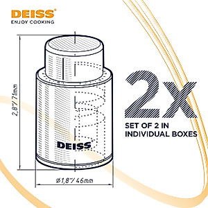 Deiss LUX [2 PCS] Wine Bottle Stopper, Reusable Wine Stoppers For Wine Bottles, Vacuum Wine Preserver with Date Markers Wine Stopper, Wine Saver to Keep Wine Really Fresh, Best Gift Wine Accessories