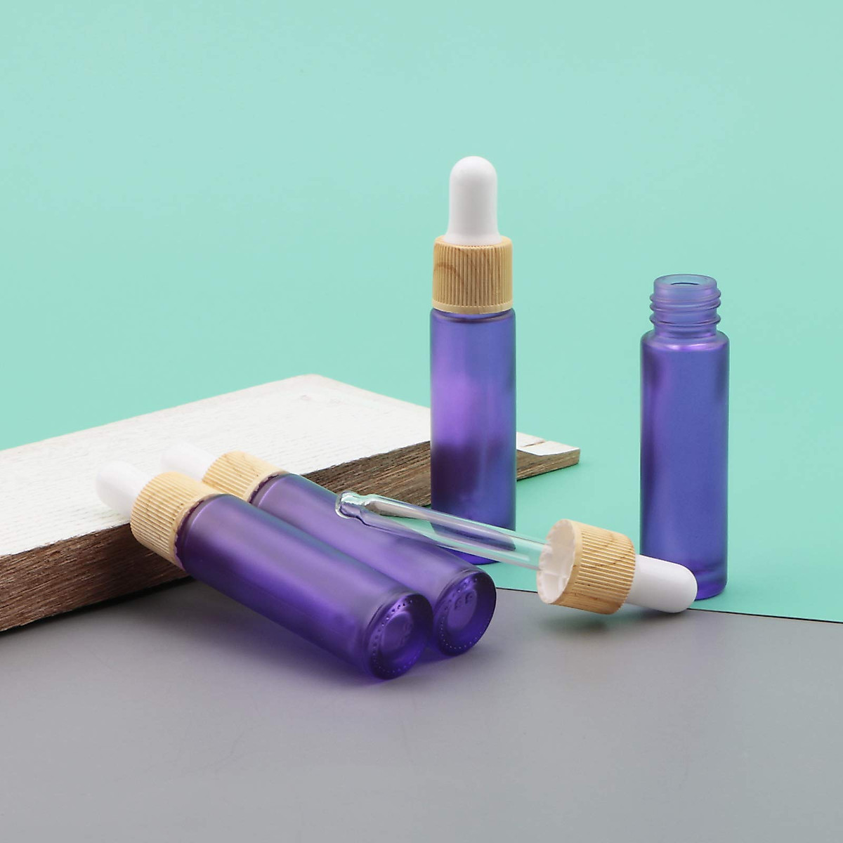 Ellbest 10ml Essential Oil Dropper Glass Bottle 10pcs Colorful Dropper Bottles with Eye Dropper for Travel, Carrying Outside (Matte Purple)