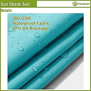 FLORALEAF Sun Shade Sail 16'x16'x16' Equilateral Triangle Terylene UV Block Waterproof Canopy Awning for Patio Backyard Lawn Garden Outdoor Activities, Turquoise