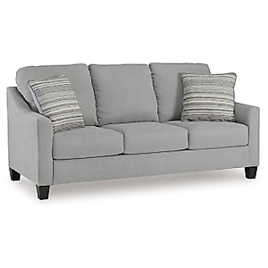 Signature Design by Ashley Adlai Casual 2-in-1 Queen Sofa Sleeper with Folding Memory Foam Mattress and 2 Toss Pillows, Light Gray