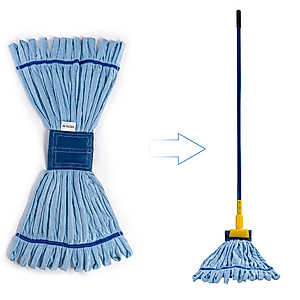 Matthew Cleaning Microfiber Tube Mop(Meduim,Blue,3Pack)Heavy Duty Mop Head Replacement,excellent absorbency,Premium launderability,Reusable,Loop end for Home,Commercial&Industrial Use-Incl.2Pcs Cloths