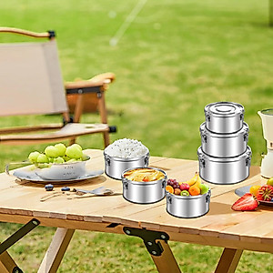 6 Pcs 304 Stainless Steel Food Storage Containers with Lid Bento Lunch Box Kimchi Containers Leak-Proof Reusable Flat Canister Food Box for Camping Trip Picnic Soup Salad,3 Size(22oz, 35oz, 54oz)