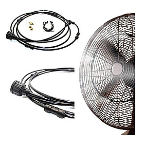 Hylaea Fan Misting Cooling System, Outdoor 1/4'' Fan Mist Kit for a Cool Patio 10FT (3M) Misting Line + 4 Brass Misting Nozzles + a Faucet Adapter for Any Outdoor Fan