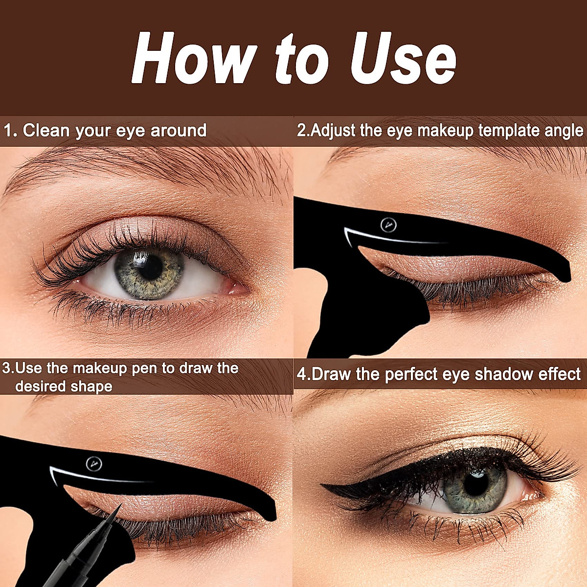 TailaiMei Eyeliner Stencils, Soft Silicone Material Smoky Eyeshadow Applicators Guide Template Tool