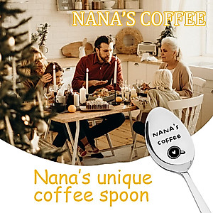 Nana Gifts from Grandkids Granddaughter Grandson Grandmother Coffee Spoon Engraved Grandma Granny Birthday Mother's Day Gift Spoons for Coffee Lovers