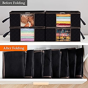Lifewit 2 Pack Under Bed Storage Containers, Bundle with 4 Pack 35L Clothes Storage Bags, Black