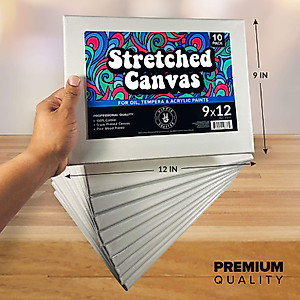 10 Pack Stretched Canvases for Painting, 9x12 Blank Rectangle Canvas Boards, Ideal for Acrylic, Oil, and Mixed Media Art, Small Art Canvases for Painting, Perfect for Supplies and Bulk Projects