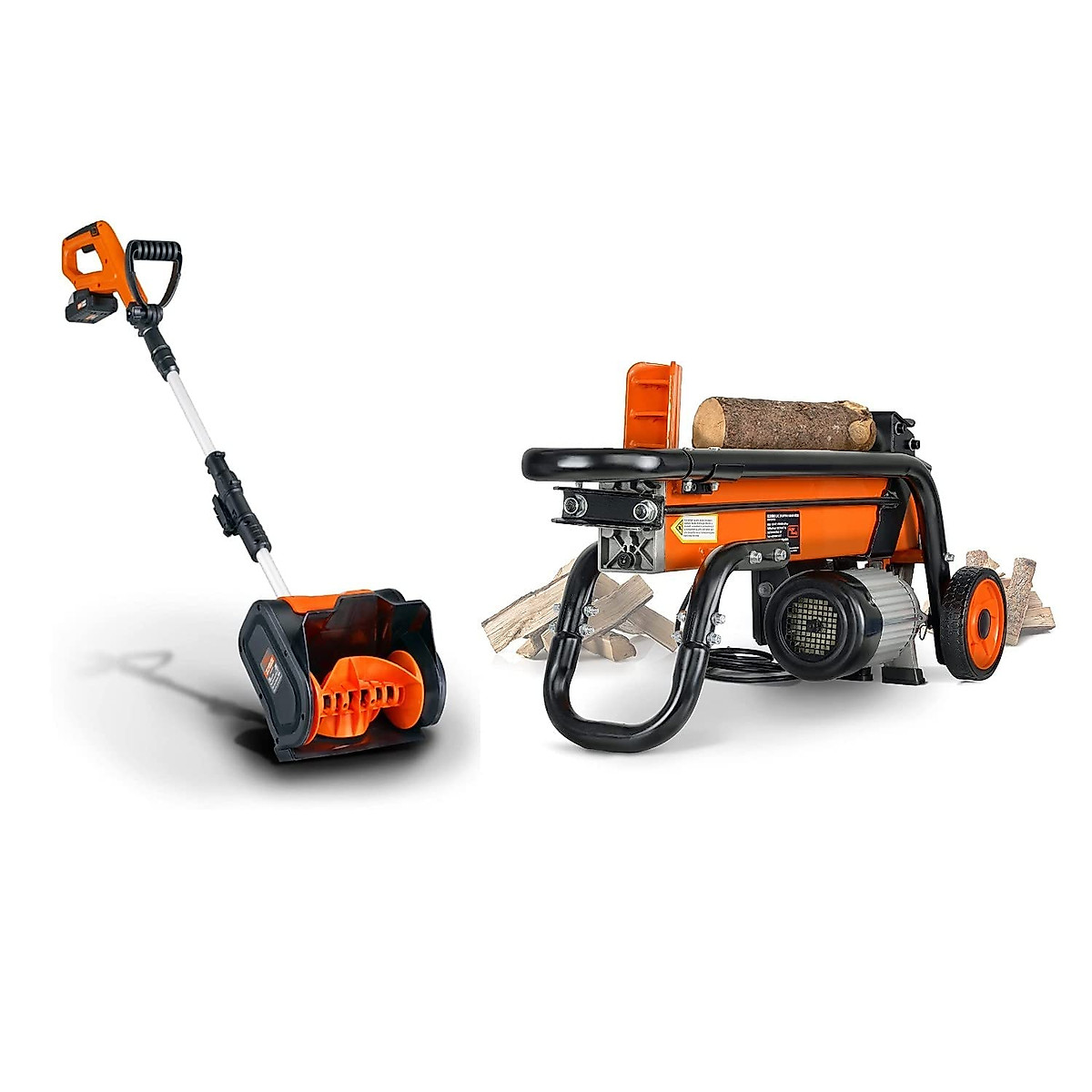 SuperHandy Snow Thrower Shovel Cordless & Log Splitter Electric Portable 6 Ton [Bundle Deal]