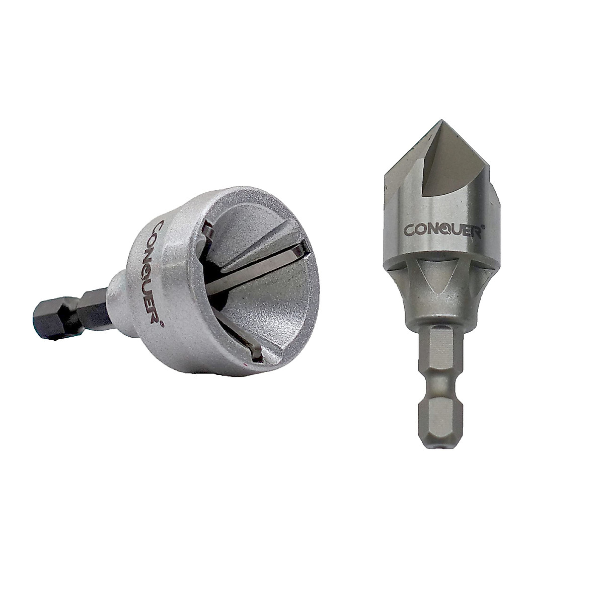 CONQUER Tools 2PCS Deburring Chamfer Tool Set, Deburring External Drill Bit, Countersink Drill Bit for Fit 1/8"-3/4"(3mm-19mm)