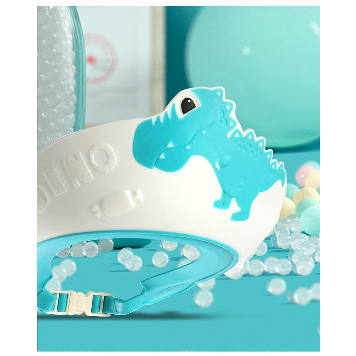 Baby Shower Cap for Washing Hair, Cartoon Dinosaur Kids Bath Hat Protect Baby’s Eye and Ear, Shampoo Visor Shield for Toddler Kids Child Infant, Blue