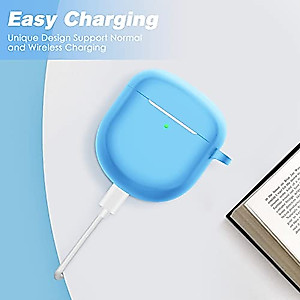 Fintie Case for Bose QuietComfort Ultra Earbuds Case (2023) / Bose QuietComfort Earbuds II (2022), Premium Silicone Shockproof Protective Skin Cover with Keychain [Front LED Visible], Blue Glow