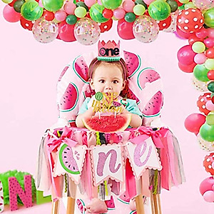 Watermelon High Chair Banner - One in A Melon Watermelon Theme,Pink Watermelon,Watermelon Party Decorations,Smash Cake Photo Prop Backdrop,Girls Firs,Summer Fruit Theme Watermelon First Birthday Party Decorations