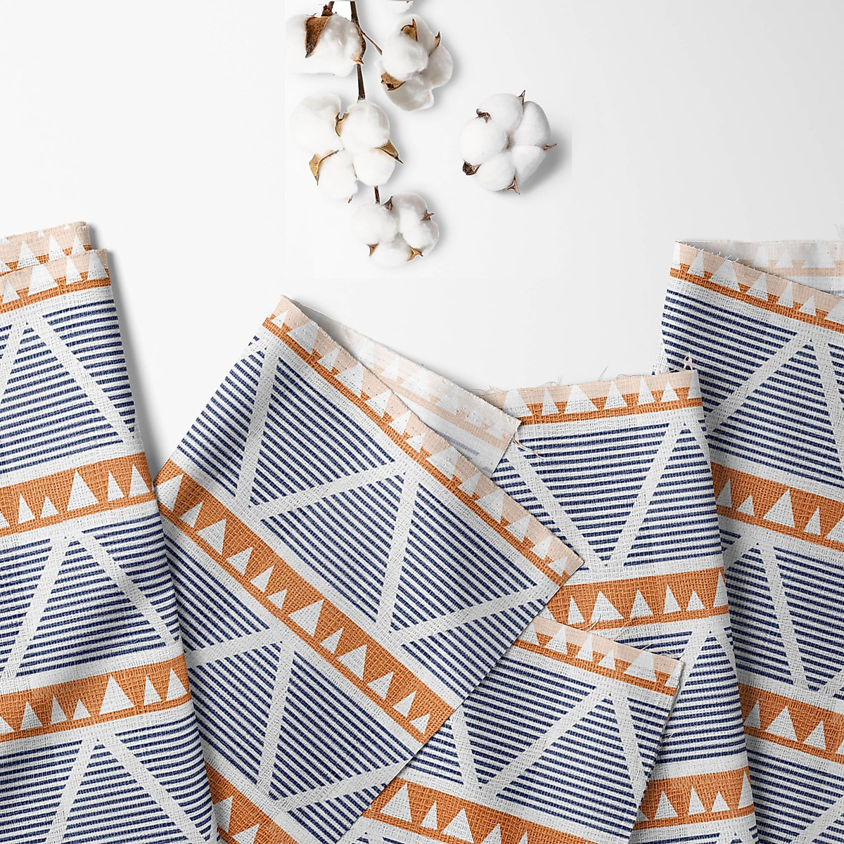 Bacati - 2 Pack Tribal/Aztec/Triangles Silky Soft Breathable 100% Cotton Muslin Baby Crib Fitted Sheets - Fits Standard 28 x 52 x 5 Crib & Toddler Mattresses (Orange/Navy Large Triangles)