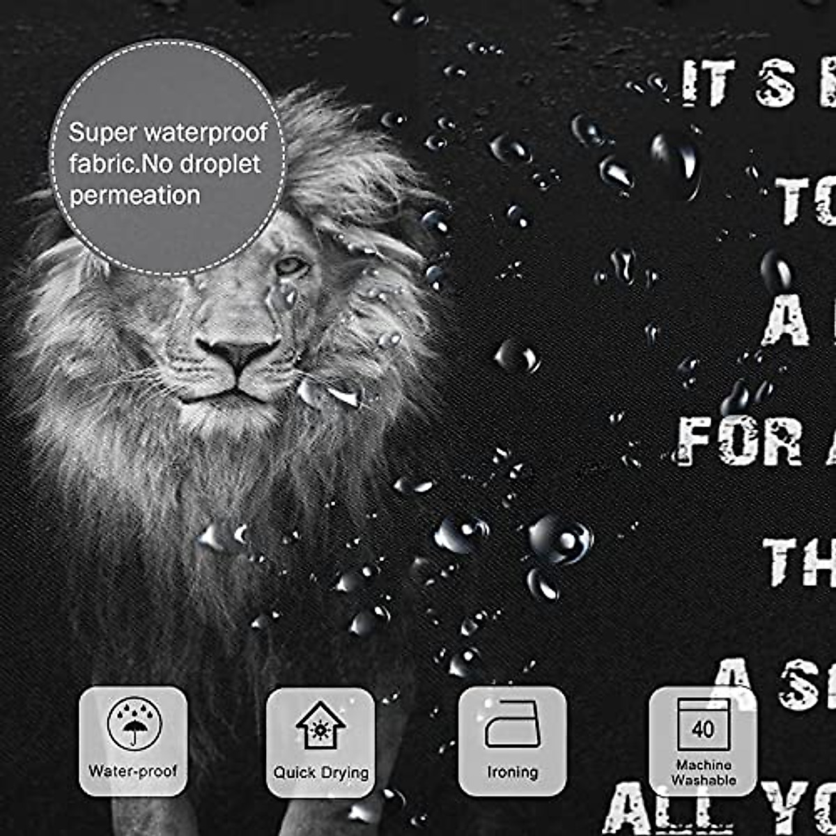 4 Piece Be a African Black Lion Majestic Brave King Shower Curtains Sets with Non-Slip Rugs, Toilet Lid Cover and Bath Mat, Bathroom Sets with Shower Curtain and Rugs and Accessories