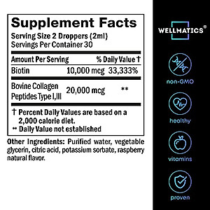 Biotin & Collagen Drops - Premium Hair Growth Treatment - Liquid Collagen for Women & Men - Made in USA - Biotin Vitamins for Hair, Skin and Nails - Hair Loss Biotin and Collagen Supplement - 2 fl oz