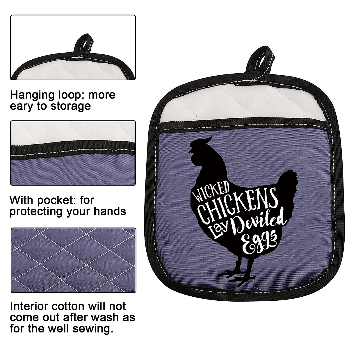 Funny Baking Oven Pads Pot Holder Wicked Chickens Lay Deviled Eggs Farmer Gift (Lay Deviled Egg)