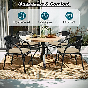 Basic Beyond Outdoor Chair Cushions for Patio Furniture, Waterproof Outdoor Cushions, Round Corner Patio Chair Cushions Set of 4 with Ties, 17"x16"x2", Beige