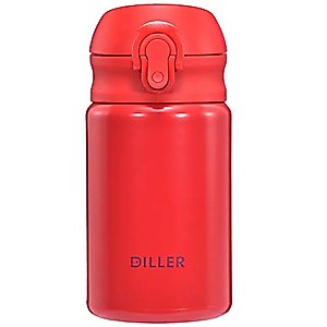 DILLER Vacuum Insulated Water Bottle,Stainless Steel Thermal Coffee Travel Mug BPA-Free Thermos Flask,Keeps Cold 24H, Hot 12H,17 oz (Red)