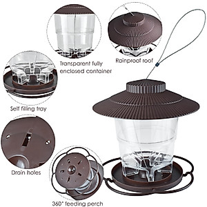 Samhe Bird Feeders for Outside, Squirrel Proof Waterproof 2.2 Lbs Capacity Easy to Fill, Retractable Wild Bird Feeders for Outdoors Hanging, Yard Garden Decoration