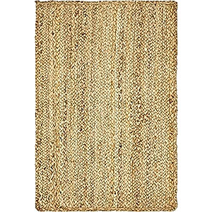 Unique Loom Braided Jute Collection Classic Quality Made Natural Hand Woven Area Rug (2' 0 x 3' 0 Rectangular, Natural)
