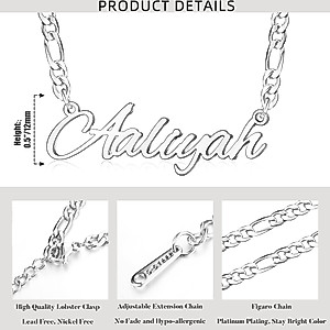 Jewenova S925 Sterling Silver Name Necklace Personalized,Custom nameplate Pendant Necklace for Women Personalized Jewelry Gift with Box