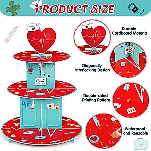 3 Tier Nurse Graduation Party Decoration Nurse Themed Party Decorations Nurse Party Cupcake Stand Medical Rn Themed Party Supplies Nursing Themed Cupcake Holder Decor for Doctors Nurses Day