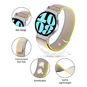 BlackPro No-Gap Nylon Watch Band Compatible With Samsung Galaxy Watch 7 6 5 4 40mm 44mm/5 Pro 45mm/6 4 Classic 42mm 43mm 46mm 47mm, Alpine Loop Woven Sport Strap for Men Women