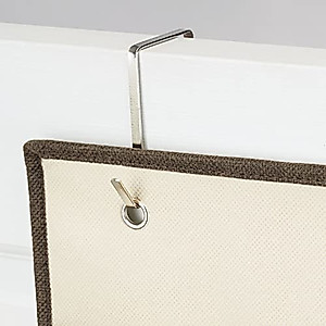 mDesign Soft Fabric Over The Door Hanging Storage Organizer with 4 Large Pockets for Closets in Bedrooms, Hallway, Entryway, Mudroom - Hooks Included - Cream/Espresso Brown