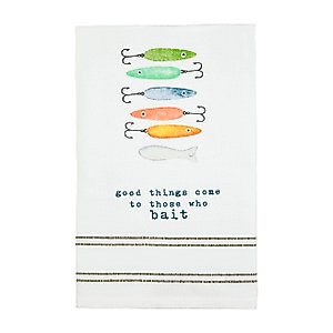 Mud Pie Lake Watercolor Towel, Fish, 26" x 13"