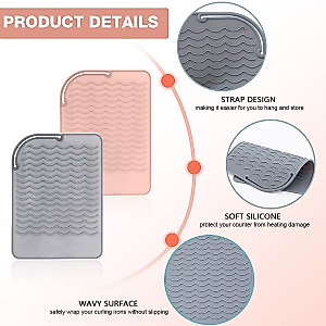 2 Pcs Heat Resistant Mat for Curling Iron Silicone Heat Resistant Pad Straightener Holder Flat Iron Mat Hair Styling Appliances Tools