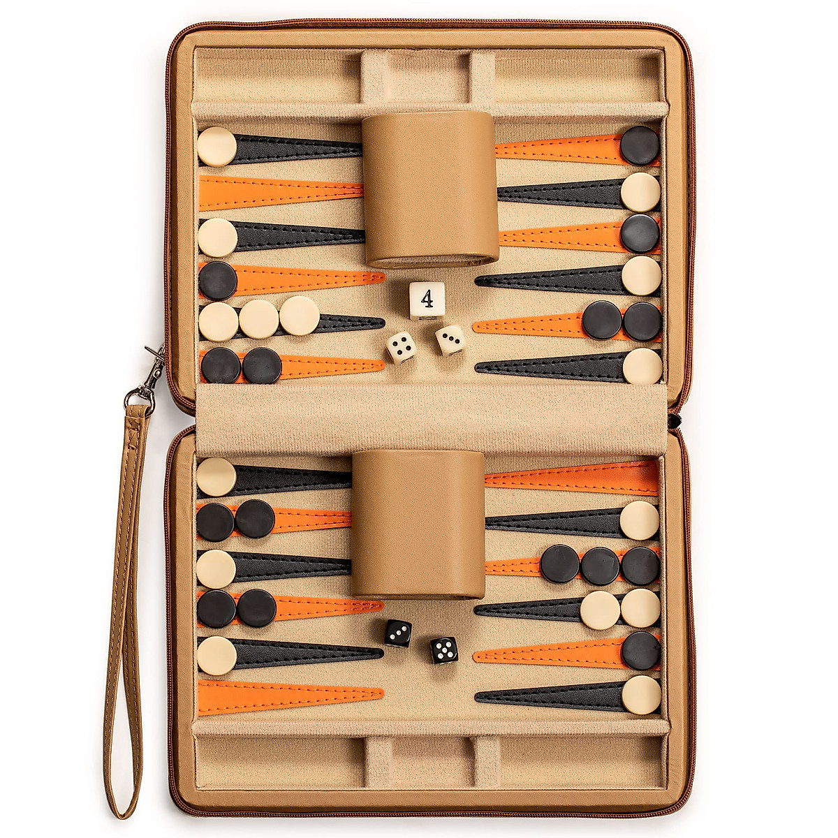 Yellow Mountain Imports Travel Magnetic Leatherette Backgammon Mini Game Set, Bozcaada - with Magnetic Checkers, 9-inch Board