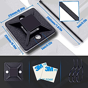 4/5" 100 Pack Zip Tie Mount With Cable Ties,Self Adhesive-backed Mounts For Wire Holder , Black Cable Management Clips Wall Anchors