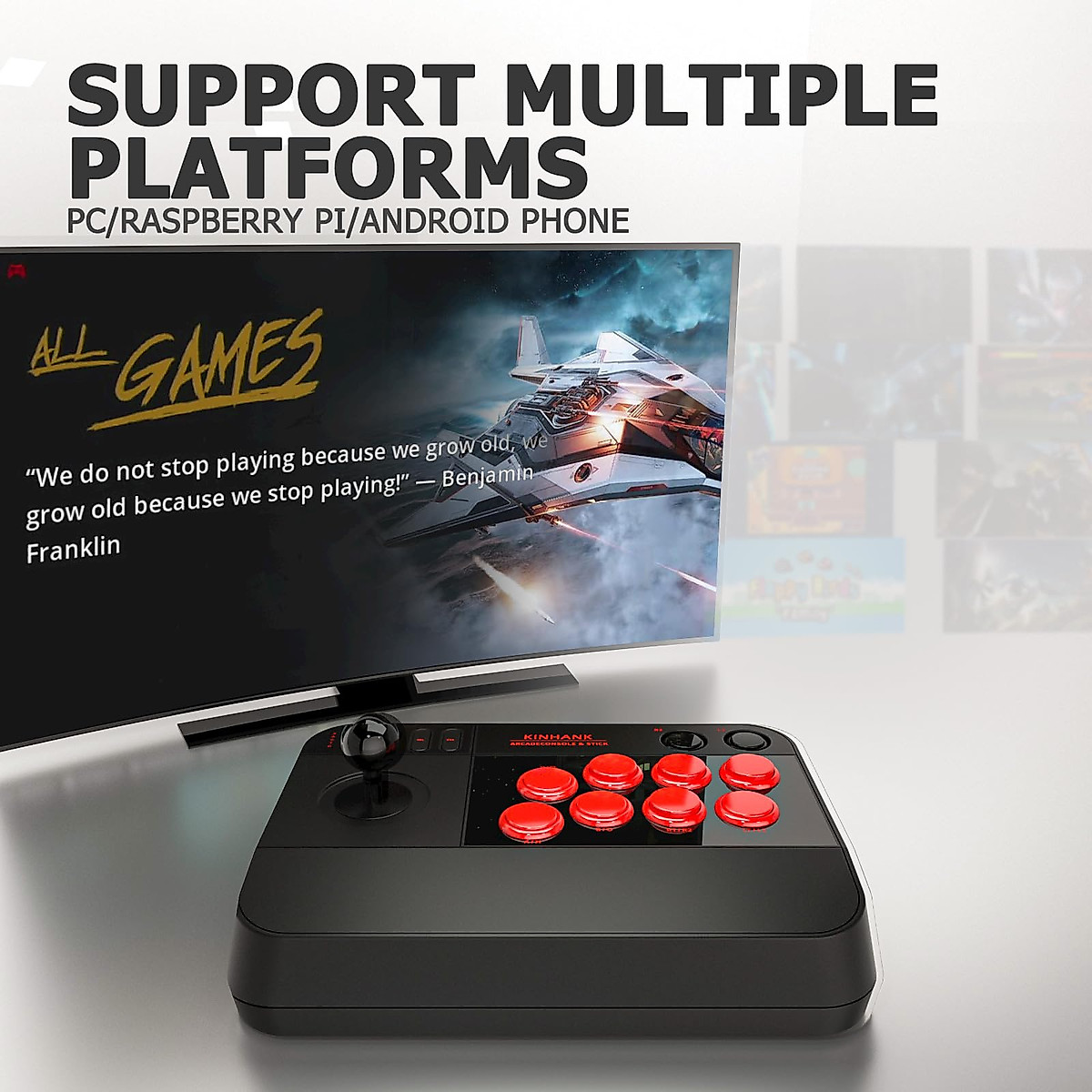 Arcade Stick X3 Super Console, Retro Game Console,50000+Games, All-Around 3D Joysticks, Support Custom Buttons,EmuELEC 4.5/Android 9.0 /CoreE 256G TF Card, Black