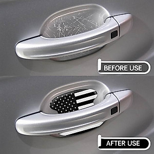 UGSHY Pack of 4 Car Door Handle Protector, Universal Car Door Handle Sticker, Anti Scratches Door Side Paint Protector, Automotive Exterior Accessories, for Cars Trucks SUVs (American Flag Black)