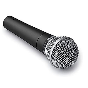 Shure SM58 Cardioid Dynamic Vocal Microphone with Pneumatic Shock Mount, Spherical Mesh Grille with Built-in Pop Filter, A25D Mic Clip, Storage Bag, 3-pin XLR Connector, No Cable Included (SM58-LC)