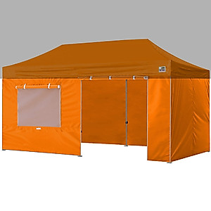 Eurmax USA Zippered Walls for 10 x 20 Easy Pop Up Canopy Tent, Full Enclosure Sidewall Kit with Roller Up Mesh Window and Door 4 Walls ONLY,NOT Including Frame and Top(Orange)
