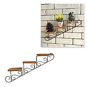 BESPORTBLE Wall Floating Shelves 1PC Staircase Wall Hanging Decor Rural Style Stair Shape Simple Clothing Store Coffee Shop Wall Household Ornament Shelf Mount Metal Shelving Rack