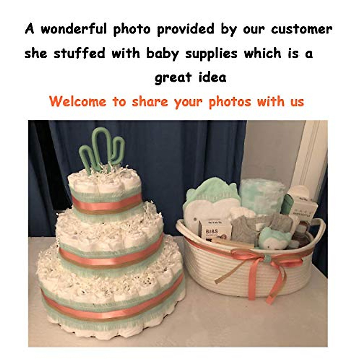 ICEBLUE HD White Cotton Rope Storage Basket Hand Towels Basket Cloth Material Organizer Cat Basket