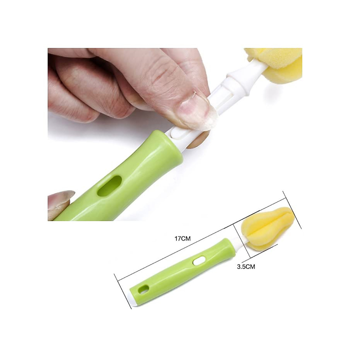 Duehut HLLMX 1PCS Baby Bottle Brush The Baby Nipple Brush Cleaning Brush to Replace The Head Sponge Bottle Brush for Washing Baby Bottles