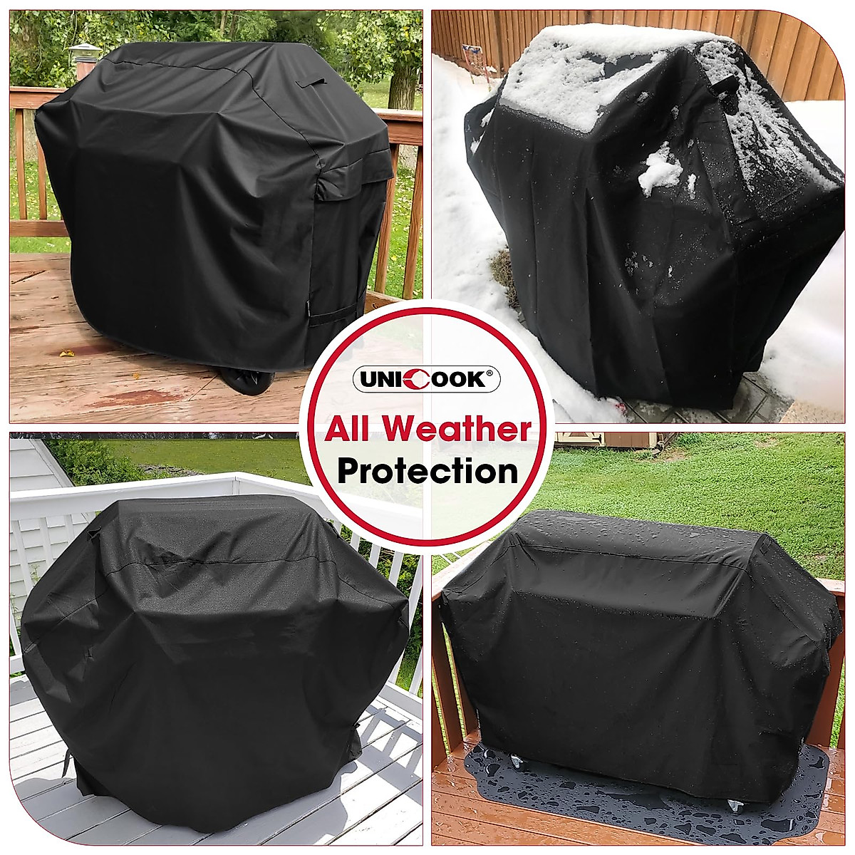 Unicook Grill Cover 55 Inch, Heavy Duty Waterproof Barbecue Gas Grill Cover, Fade and UV Resistant BBQ Cover, Durable Barbecue Cover, Compatible for Weber Char-Broil Nexgrill Grills and More