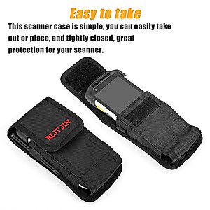 RLJT JIN TC77 Scanner Holster,Durable Carrying Case Pouch for Zebra TC70x,TC70,TC72,TC75,TC77,M60,MC67 Handheld Barcode Touch Mobile Computer,Metal Belt Clip,Pen Holder and with Belt Loop.