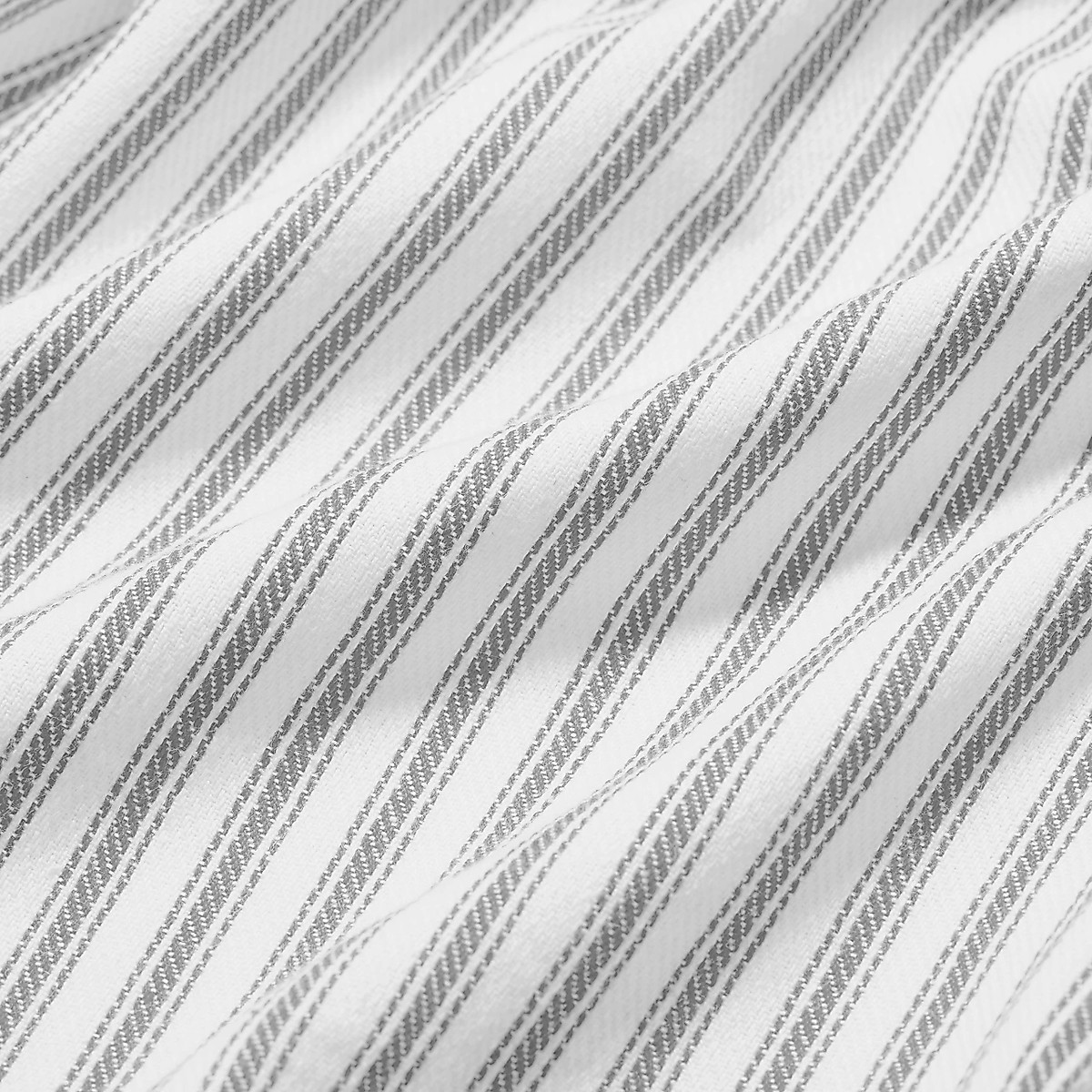 Cackleberry Home Alloy Gray and White Ticking Stripe Hanging Kitchen Dish Hand Towel Cotton with Button Accent, Set of 2