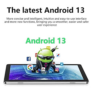 JUNINK 10 inch Tablet Android 13 Tablets, 8GB (4+4) RAM 128GB ROM 1TB Expand, 1280x800 IPS HD Screen, Quad Core Processor, WIFI6, Dual Camera, 6000mAh, BT, Tablet (01)