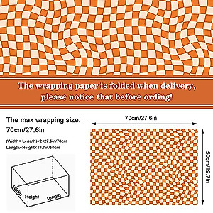 Whaline 12Pcs Retro Groovy Wrapping Paper Boho Daisy Face Checkered Gift Wrap Bulk Art Paper Folded Flat for Baby Shower Birthday Wedding DIY Crafts Gift Packing, 19.7 x 27.6 Inch