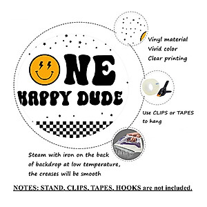 One Happy Dude Birthday Backdrop for Boys 1st Birthday Photography Background Decorations Boy First Birthday Party Cake Table Banner Supplies 7x5ft